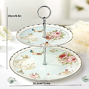 Cake Stand Afternoon Tea Snack Rack Pastry Dessert Rack Ceramic Cake Rack Double Tray Home Snack Tray Retro Fruit Tray Shop Party Cake Holder