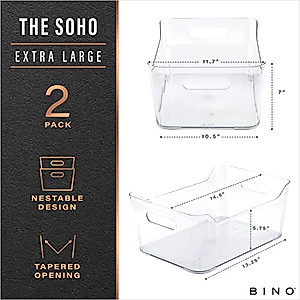 BINO | Plastic Organizer Bins, X-Large - 2 Pack | THE SOHO COLLECTION | Multi-Use Organizer Bins | Pantry Organizer & Freezer Organizer Bins | Plastic Storage Containers | Bins for Home & Kitchen Org