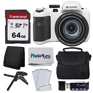 Kodak PIXPRO AZ425 Digital Camera + 64GB Memory Card + Camera Case (Black) + USB Card Reader + Table Tripod + Accessories (White)
