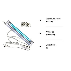 COOSPIDER U/V/C Light Lamp 185nm with 253.7nm Bulb 5ft Cord and Plug 110V (6W Ozone Lamp)