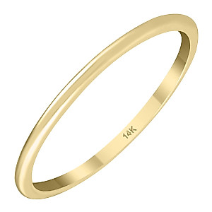 SZUL 1mm Thin Domed Wedding Band Available in 14K Yellow Gold, 14K White Gold, and 14K Rose Gold (Yellow-gold, 8.5)