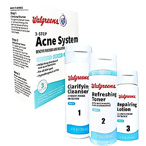 Walgreens Complete Acne Treatment Kit- 3 Simple Step Acne Kit - Benzoyl Peroxide Based Cleanser, Refreshing Toner, & Spot Treatment Repairing Lotion, 1.0 Fl Oz