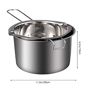 1 Set Double Boiler Pot Stainless Steel Water Boiling Melting Pot with Dual Pour Spout for Candle Butter Chocolate Cheese Caramel 600ml