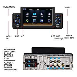 5'' Single Din Apple Carplay Car Stereo with Android Auto, Hikity HD Touch Screen Car Radio Bluetooth 5.1, Mirror Link, FM, Siri, SWC, Dual USB Input, Car Audio with Mic, Remote Control, Backup Cam