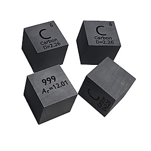 10MM Density Carbon Cube 99.9% Graphite Simple Substance Element Display 0.39 Inch for Periodic Table Collections Displays Education