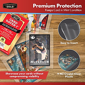 Cardboard Gold Card Saver 1-200 Count - Semi Rigid Card Holder, Trading Card Protectors - PSA-Approved Cardsaver for Baseball, Trading, Sports Cards - Card Sleeves, Binder, & Storage Box Compatible