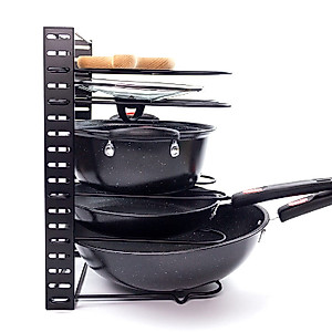 Pot Rack Organizers, Lid Organizer for Pots and Pans, 8 Tiers Pots and Pans Organizer with 3 DIY Methods, Adjustable Pot Lid Holders Pan Rack for Kitchen Counter and Cabinet by KAUKKO (KKS21-8 Tiers)