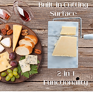 CraftsOfEgypt Marble Cheese Slicer for Block Cheese, Stylish Cheese Slicer Wire, and Convenient Cheese Cutter Board with Wire Cutter