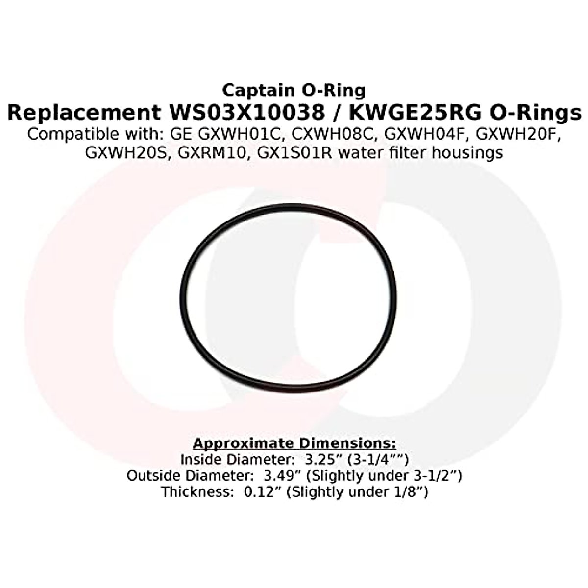 Captain O-Ring - GE KWGE25RG (WS03X10038) Replacement ORings for GE GXWH01C, CXWH08C, GXWH04F, GXWH20F, GXWH20S, GXRM10 & GX1S01R Water Filters (3 Pack)