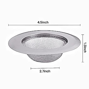 AISIAIUK Kitchen Sink Strainer, 2 PCS,Food Catcher 4.5 inch Diameter, Upgrade with lid, Mesh Stainless Steel. Wide Rim Perfect for Most Sink Drains.