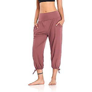 DIBAOLONG Womens Yoga Pants Capri Loose Workout Sweatpants Comfy Lounge Joggers with Pockets Cameo XL
