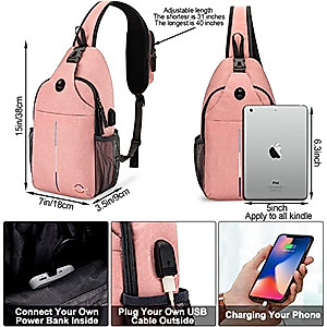 Lumesner Sling Bag Crossbody Sling Backpack with USB Charging Port,Water Resistant Shoulder Bag for Men Women,Lightweight One Strap Backpack Chest bag for Hiking,Cycling,Biking