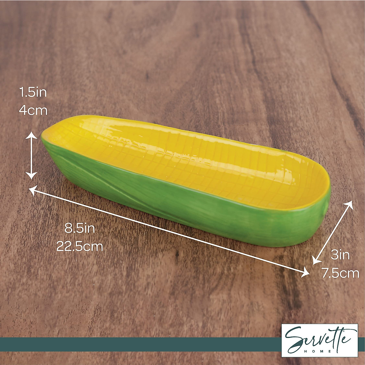 Servette Home Novelty Ceramic 8.5" Corn on The Cob Dish