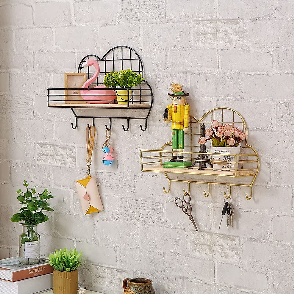 Cloud Shelf, Cloud Shape Wall Hanging Storage Rack,Metal Wall Mount Organiser Floating Shelves Wall Mount Organiser Cloud Shelves (C)