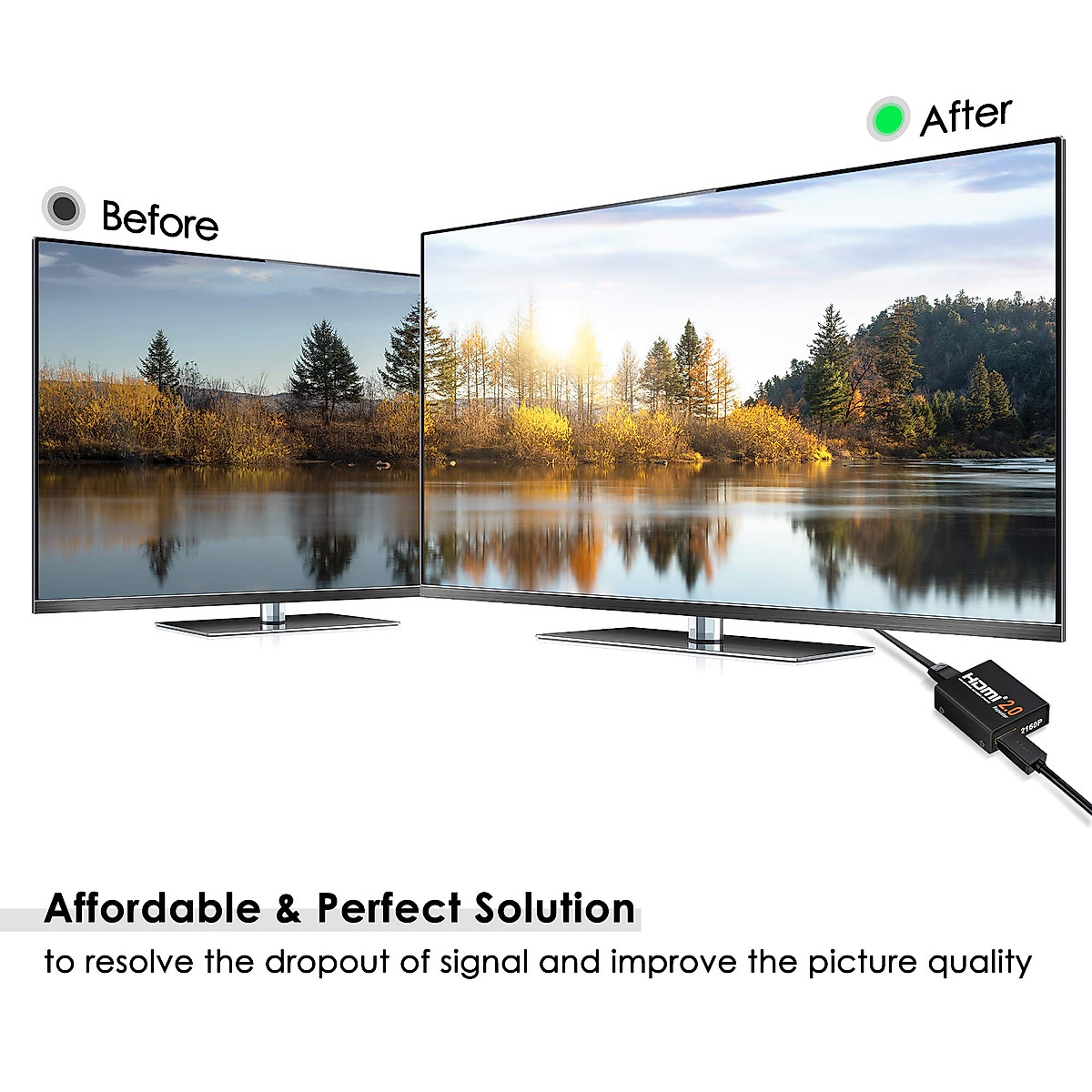 4K2K 1080P 3D HDMI Booster, JerGO HDMI 2.0 Signal Amplifier Repeater Boost Up to 200ft Transmission Distance 18Gbps Bandwidth for HDTV,PS4, Oculus and More (HDMI 2.0)