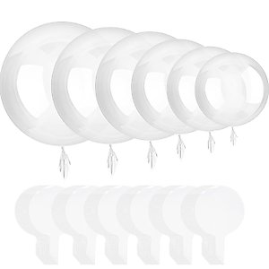 60 Pieces Bobo Balloons, HKYOOD 6 Different Size Clear Bobo Balloons Kit Transparent Balloons Set for Baby Showers Wedding Birthday Christmas Party Decorations - Durable TPU (8/11/18/20/24/36-Inch)