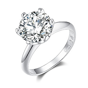 SecreTalk Moissanite Wedding Ring, Classic 2ct Engagement Ring for Women, 925 Sterling Silver D Color VVS Diamond Ring with Certificate of Authenticity (6)