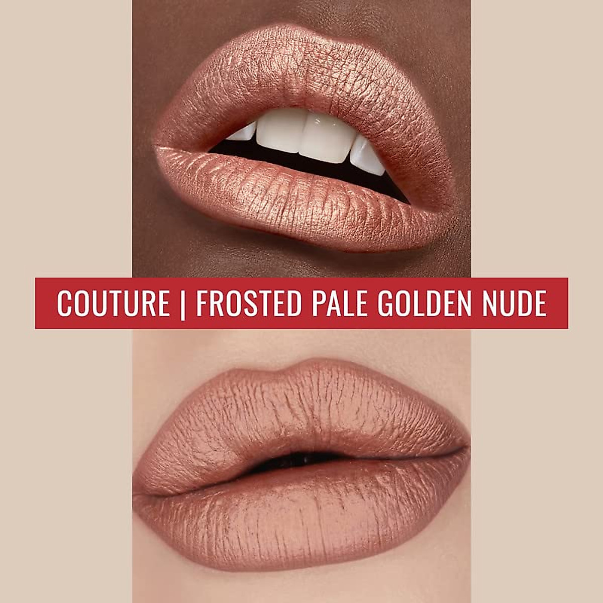 Runway Rogue Silk Glam Liquid Lipstick, Long Wear Frosted Pale Golden-Nude Lipstick, ‘Couture’