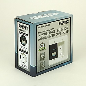 Element-Hz Power Series In-Wall Surge Protector w/Recessed Dual Outlet, 1080 Joules