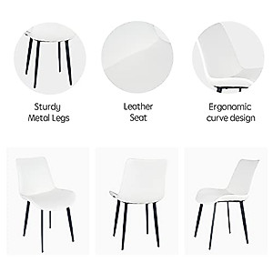 Miereirl Dining Chairs Set of 4 with PU Cushion Mid Century Modern Metel Legs for Indoor Kitchen & Dining Room Chairs Comfortable Chairs Suitable for Home Coffee White