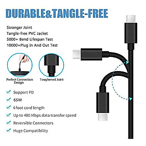 45W USB-C Laptop Charger for Dell XPS 13 9360 9365 9370 9333 9380 Chromebook 11 13 14 3100 3400 3380 5190 7486 P28T P29T P86F Latitude 5290 5285 3390 7390 2-in-1 LA45NM150 LA45NM121