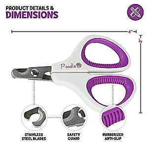 Detangling Pet Comb with Long & Short Stainless Steel Teeth for Removing Matted Fur, Knots & Tangles + Cat Nail Clipper, Dog Nail Trimmers – Pet Claw Scissors for Cats, Dogs, Rabbits & Small Animals