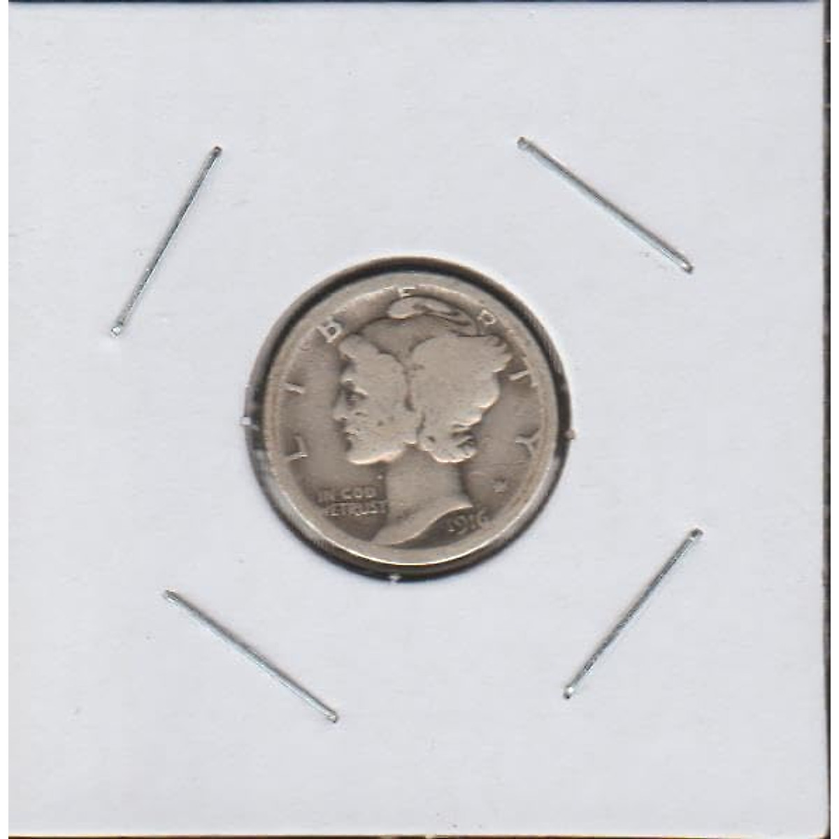 1916 Winged Liberty Head or"Mercury" (1916-1945) (90% Silver) Dime Very Good