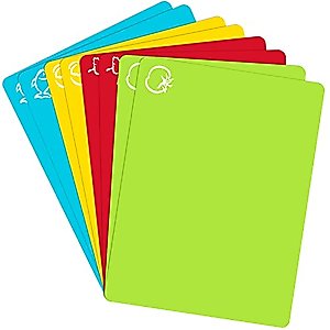 Elyum Cutting Boards, Colored Cutting Mat Flexible Plastic Cutting Board Set Chopping Board with Food Icons, Dishwasher Safe Cutting Boards for Kitchen Meat and Vegetables (Set of 8, 14.6" x 11")