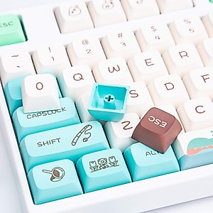 UniCusMech 135 Keys Set XDA Profile Custom Keycaps PBT Dye Sublimation ANSI Layout Keycaps Set for Gateron Kailh Cherry MX Switches Mechanical Gaming Keyboards (Animal Forest)
