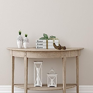 TenXVI Designs Decorative White Books, Set of 3 - Home Sweet Home Stacked Books - Rustic Farmhouse Accent Decor, Entryway Shelf, Mantel and Bedroom Night Stands with Bead/Flower Bundle