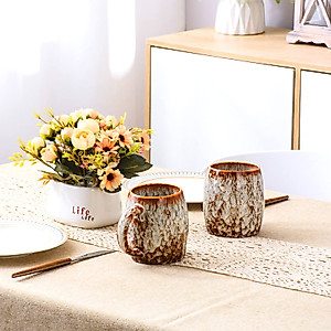 Large Ceramic Coffee Cup Office & Home Use Large Handle 15.5 OZ Microwave And Dishwasher Safe Cappuccino,Latte,Coffee,Cocoa And Tea,Unique Gifts For Family And Friends,2 PCS (Winter White)