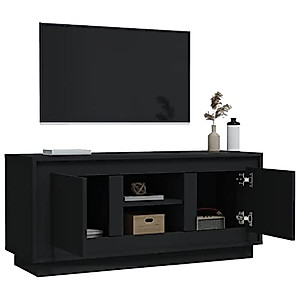 GaRcan TV Cabinet Media Furniture Sideboard Entertainment Centre TV Console Media Unit HiFi Cabinet Concrete Grey 102x35x45 cm Engineered Wood (Black)