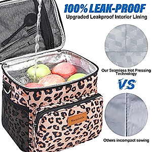 Insulated Lunch bag for Women/Men, Reusable Lunch box Cooler Bag for Adult,Collapsible Lunchbox Bag Leakproof Small Lunch Bag with Shoulder Strap for Work Office Picnic Beach Leopard S