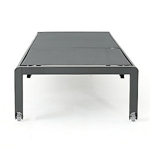 Christopher Knight Home Cape Coral Outdoor Aluminum Chaise Lounge and C-Shaped Side Table, Grey / Dark Grey