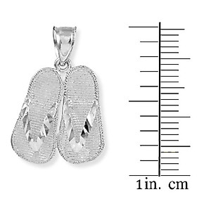 925 Sterling Silver 3d Flip Flops Summer Charm Sandal Pendant