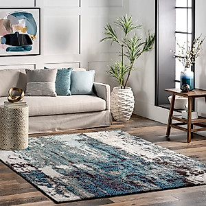 nuLOOM Haydee Glacial Abstract Area Rug, 10x14, Blue