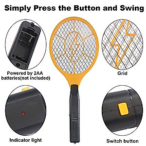 2 Pack Bug Zapper Electric Fly Swatter Zap Mosquito - Indoor Outdoor Zapping Racket for Pest - Safe to Touch with 3-Layer Safety Mesh