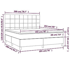 loibinfen King Fabric Box Spring Bed with Mattress Set,Included 1 x Bed Frame/1 x Headboard/1 x Mattress/1 x Mattress Topper, Light Gray with Black Legs(Style C)