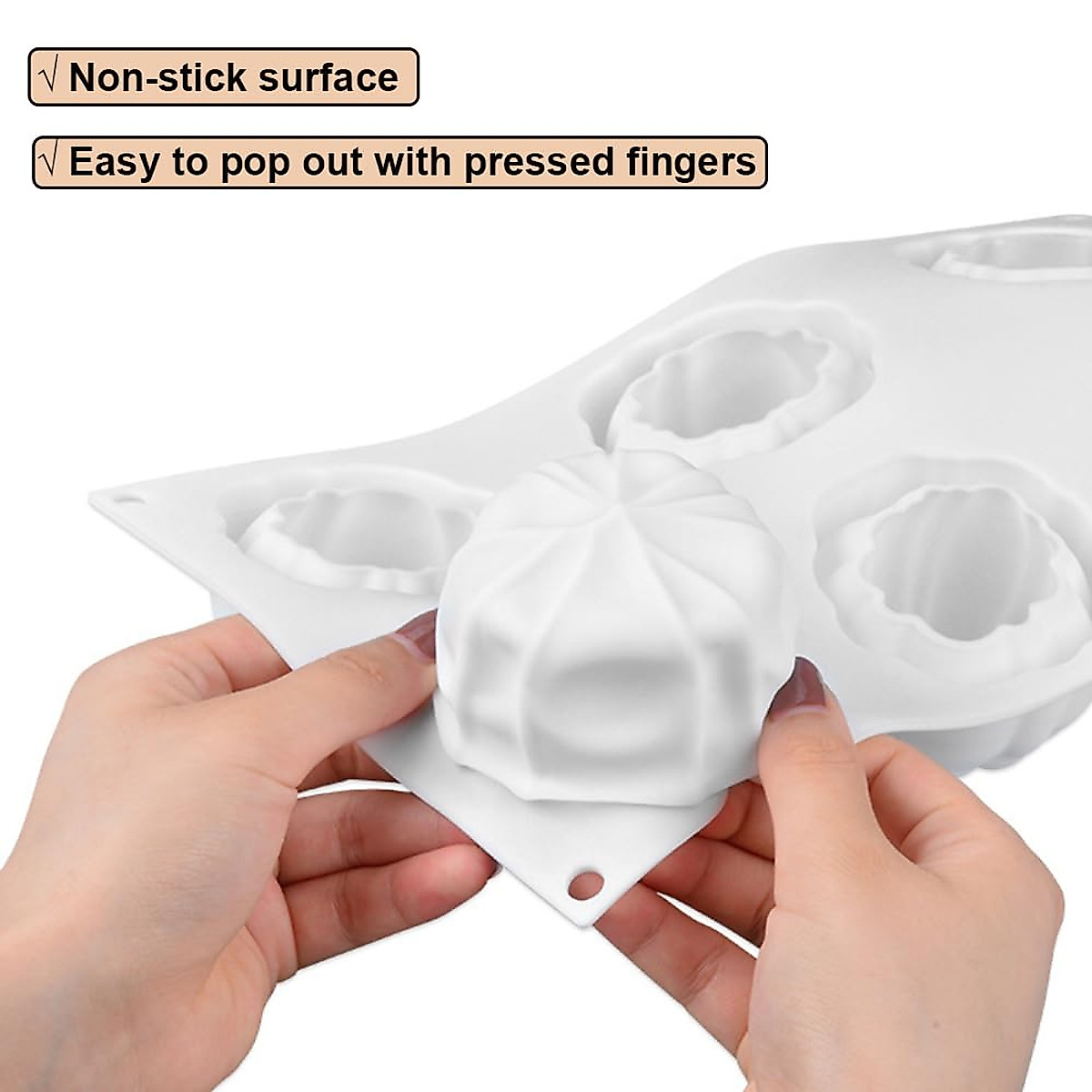 EchoDone Pumpkin Silicone Mold 6 Cavities Cupcake Baking Pan Mousse Tray Molds Kitchen Cake Decoration Fondant Mold for Halloween