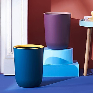 Krimo Plastic Small Trash Can Wastebasket, Garbage Container Basket for Bathrooms, Laundry Room, Kitchens, Offices, Kids Rooms, Dorms(Purple)