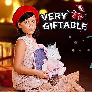 Redeo Unicorn Backpack Unicorns Gifts for Girls Toddler Backpack for 3 Year Old Girl with Unicorn Stuffed Animals Plush Toys for 3 4 5 6 7 Year Old Girl Birthday Gifts