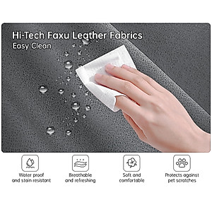 Morden Fort Living Room Chair and Sofa Couch Set, 2 Pieces of Modern Minimalist Upholstered Faux Leather Furniture with Metal Legs for Bedroom, Apartment, Lounge Room Grey