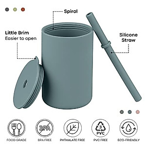 Mintlyfe Toddler Straw Cup, 100% Food Grade Silicone Training Cup for Baby, 2Pack Trainer Cup Toddler Training Straw Cup for Boys and Girls, Unbreakable (Sage/Ether)