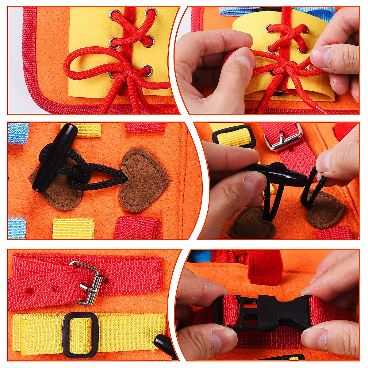 Toddler Busy Board,Montessori Toys for 3 4 Year Old,Sensory Board for Learning Fine Motor Skills,Toddler Activities for Travel Car Airplane,Practical Early Educational Sensory Toys