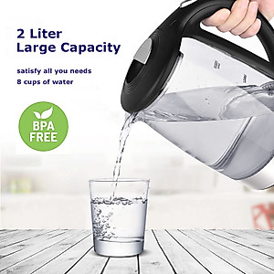 TOPWIT Electric Kettle Glass Hot Water Kettle, 2.0L Water Warmer, BPA-Free Stainless Steel Lid & Bottom, Tea Kettle with Fast Heating, Auto Shut-Off & Boil Dry Protection