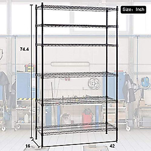 6 Shelf Wire Shelving Unit Heavy Duty Metal Storage Shelves NSF Wire Shelf Organizer Black