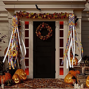 Mosaic-Ceramic Tile Pattern Halloween Windsocks Flag 59 Inch Flag Wind Socks Outdoor Hanging Decoration Halloween Decorations Halloween Decor Outdoor for Home Yard Patio with Led Light