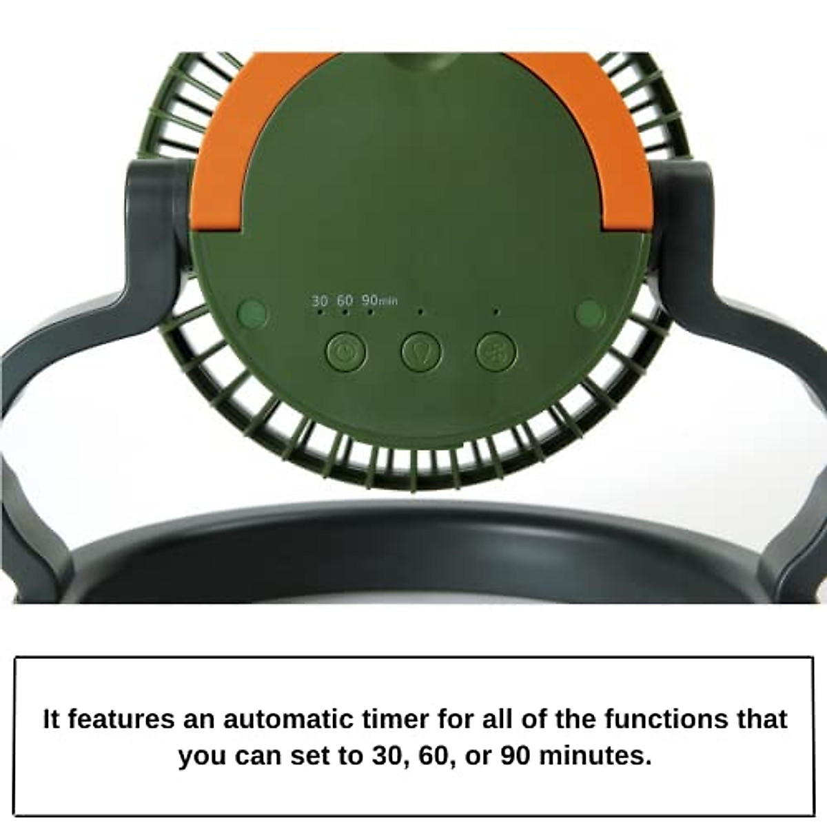 SPICE OF LIFE Circulaire Camping Fan with LED Ring Light - Khaki - 4000 mAh Battery, USB Rechargeable, Magnetic Remote, Auto Timer, Hanging Tent Hook, Removable and Washable Fan Cover