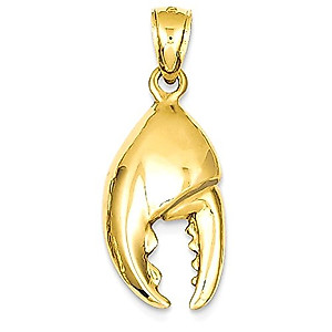 IceCarats 14K Yellow Gold Dangling Stone Crab Claw Necklace Charm Pendant Only