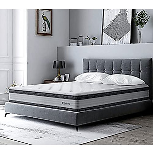 Queen Mattress, Coolvie 10 Inch Hybrid Mattress with Individually Pocket Coils and Dual Layer Cool Comfy Memory Foam, Hybrid Innerspring Mattress in a Box, Cushioning Euro Top Design, Medium Firm